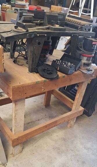 Craftsman Router Table with 2 Routers and Accessories on a Wood Stand ...