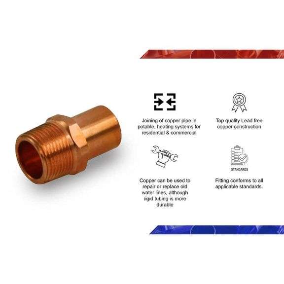 PLUMBFLEX - 3/8 in. Copper Male Adapter Fitting with FTG x MIP Connection - Metzger Property ...