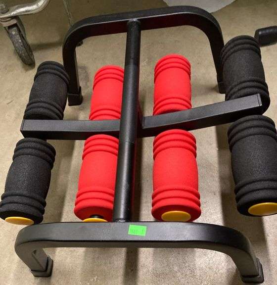 Foam Roller Exercise Device with Black Frame and Red Rollers - Metzger ...