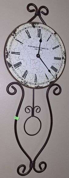 Manchester Clock Co. Metal Wall Clock with Roman Numerals 30×11 ...