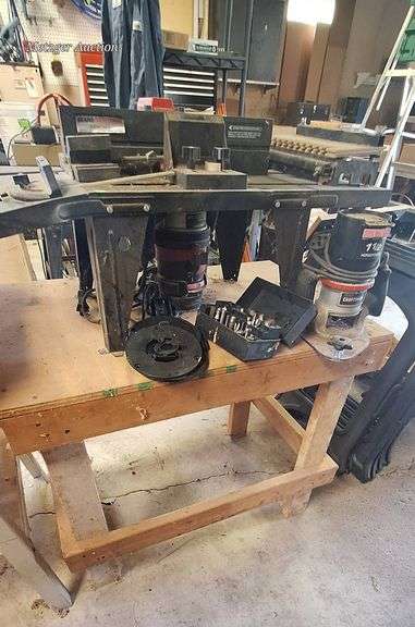 Craftsman Router Table with 2 Routers and Accessories on a Wood Stand ...