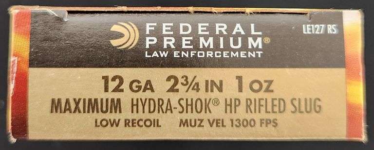 Federal premium 12 GA 2- 3/4" 1 oz. Maximum hydra shock HP rifled slugs ...