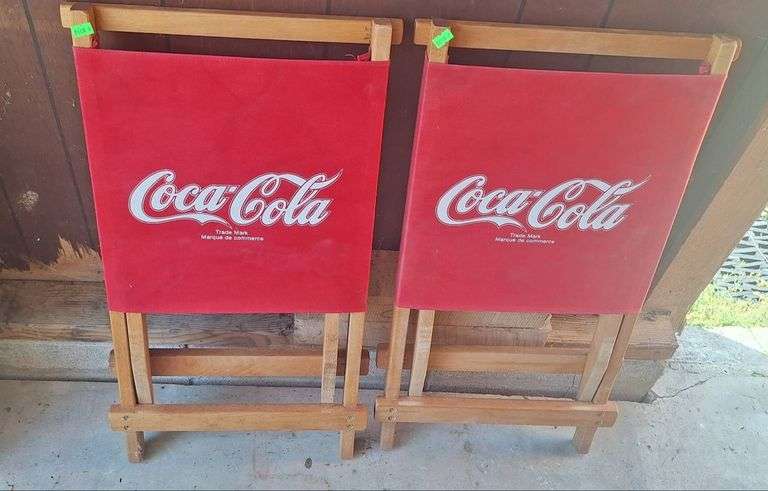 Coca-Cola Trademark Branded Folding Chairs with Red Canvas Backrests ...