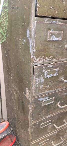 Metal Multi-Drawer Storage Cabinet Filled With Assorted Hardware and ...