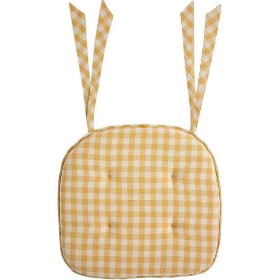 VHC BRANDS - Buzzy Bees Vintage Yellow Antique White Check Chair Pad ...