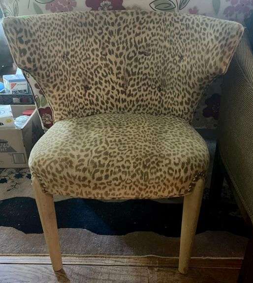 Leopard Print Upholstered Chair with Exposed Legs, 21×15″ - Metzger ...