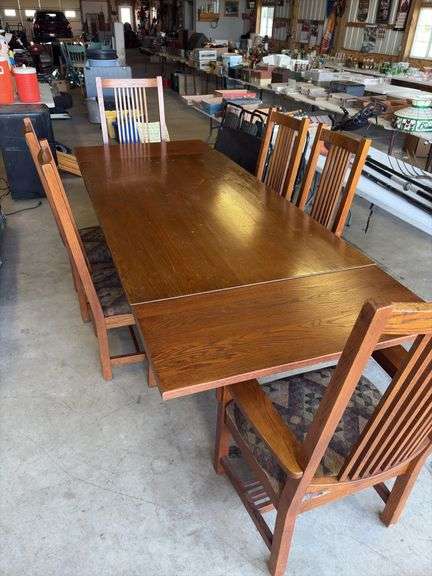 Mission Style Dining Room Table and Chairs 2 Captains and 4 Regulars 76 ...