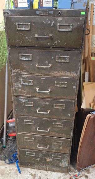 Metal Multi-Drawer Storage Cabinet Filled With Assorted Hardware and ...