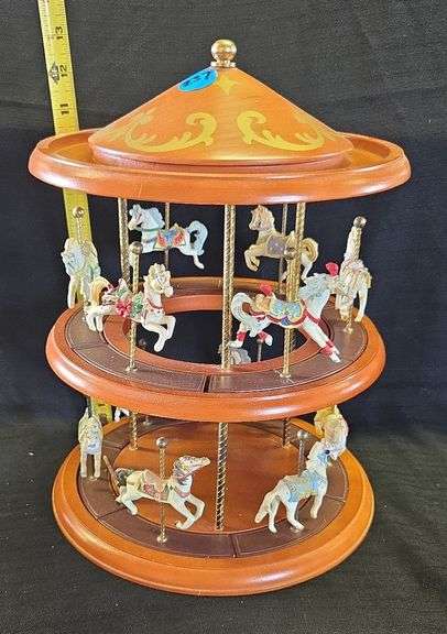 Princeton Gallery Wooden Two Tier Carousel with Horses - Metzger ...