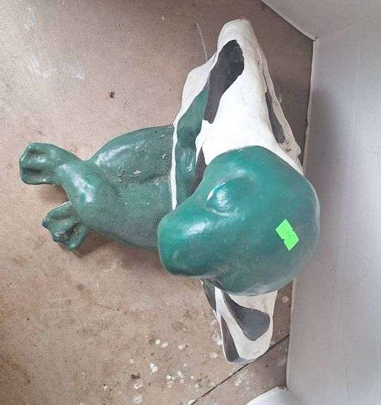 Painted Cement Turtle in Green and Black-White, 22in - Metzger Property ...