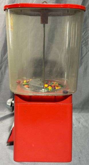 Oak Mfg. Co. Inc. 5¢ Red Candy Vending Machine 8”x8”x16” - Metzger ...