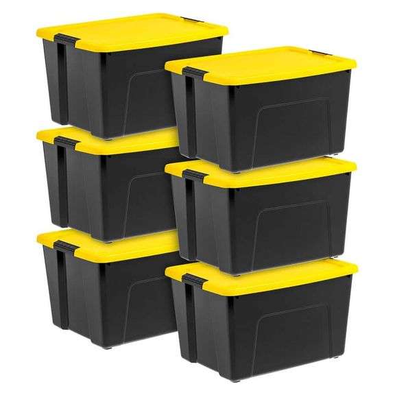 IRIS - 60 Qt./15 Gal. Plastic Storage Boxes with Latching Lids, Black ...