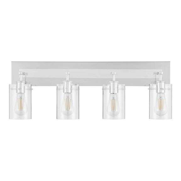 HAMPTON BAY - Regan 29.25 in. 4-Light Chrome Bathroom Vanity Light with ...