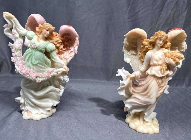 2 Collectible Angel Figurines by Roman, Inc. 7” - Metzger Property ...