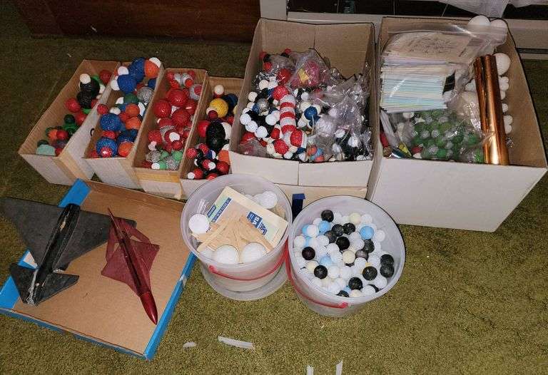Craft Materials with Styrofoam Balls, Pipe Cleaners, Airplane Models ...