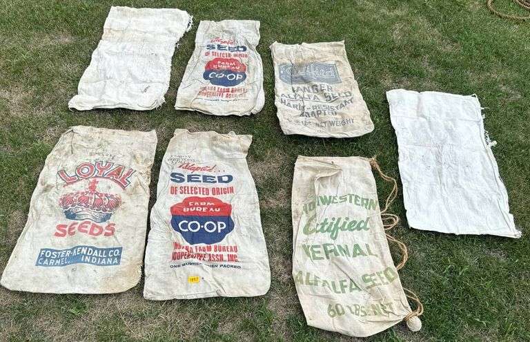7- Fabric Seed Bags inc. Indiana Farm Bureau Co-Op, Ranger Alfalfa Seed ...