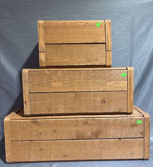 Stackable Rectangular Wood Storage Boxes, 3 Sizes - Metzger Property ...