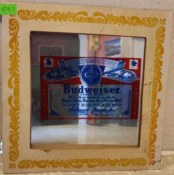 Budweiser Lager Beer Reverse Glass Sign with Yellow Border Frame 8×8 ...