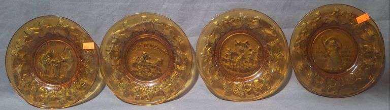 4 – Amber Glass Plates with Relief-Style Designs - Metzger Property ...