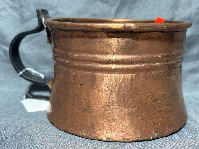 1800s Handmade Solid Copper Mug with Black Handle, 5” Diameter ...