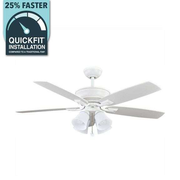 HAMPTON BAY - Devron 52 in. LED Indoor Matte White Ceiling Fan with ...