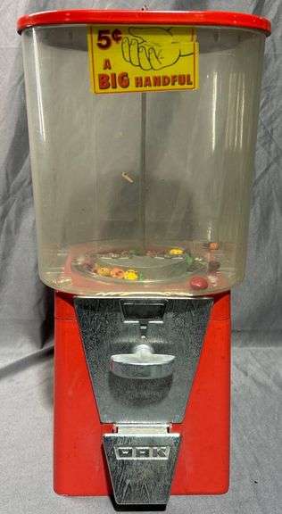 Oak Mfg. Co. Inc. 5¢ Red Candy Vending Machine 8”x8”x16” - Metzger ...