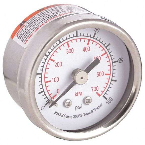 APPROVED VENDOR - APPROVED VENDOR Commercial Pressure Gauge: 0 psi / Hg to 100 psi, 2 1/2 in ...