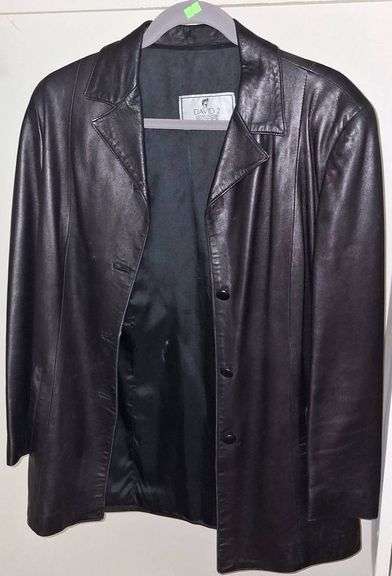 David 2 Leather Factory Black Leather Jacket, Made in Italy, Size 46 ...