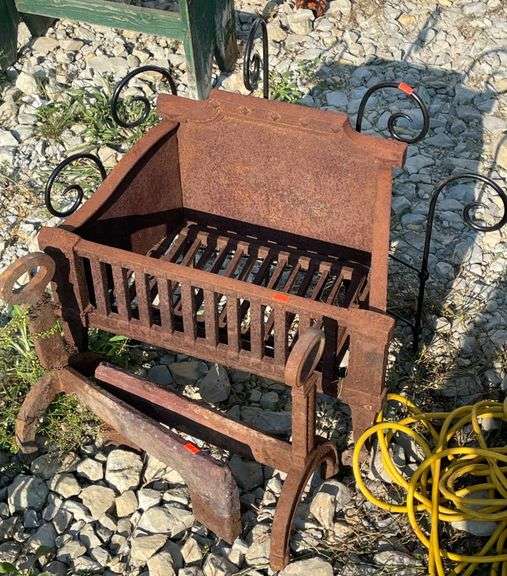 Cast Iron Outdoor Fire Grate With Ornamental Scroll Handles - Metzger ...