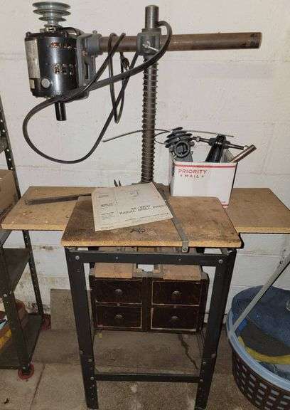 Drill Press With Metal Frame Stand and Storage Drawers - Metzger ...