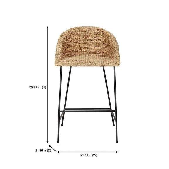 STYLEWELL - 28 in. Natural Woven Hyacinth Bar Stool with Low Back ...