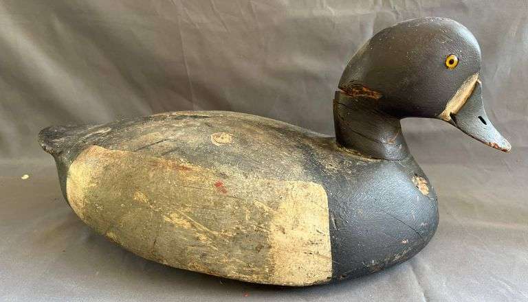 Hand-Painted Wood Duck Decoy with Weighted Base - Has a crack in the ...