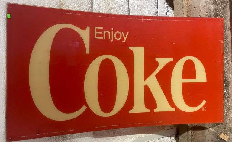 Enjoy Coke Advertising Sign with White Text Hard Plastic 24”x45.5 ...