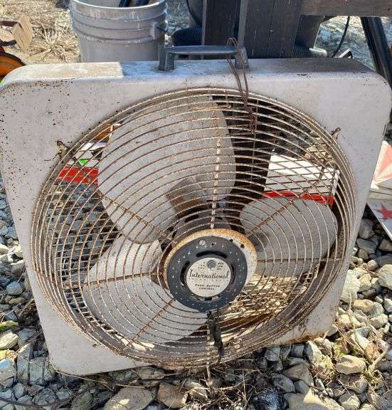 International Box Fan with Metal Frame and Push-Button Control, 23”x23 ...
