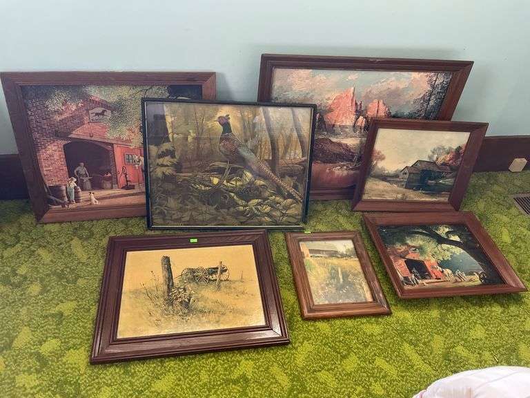 7 Framed Art Prints Featuring Various Scenes and Artists – some frames ...