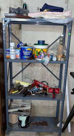 Metal Storage Shelf with Contents Inc. Painting Supplies and Caulking ...