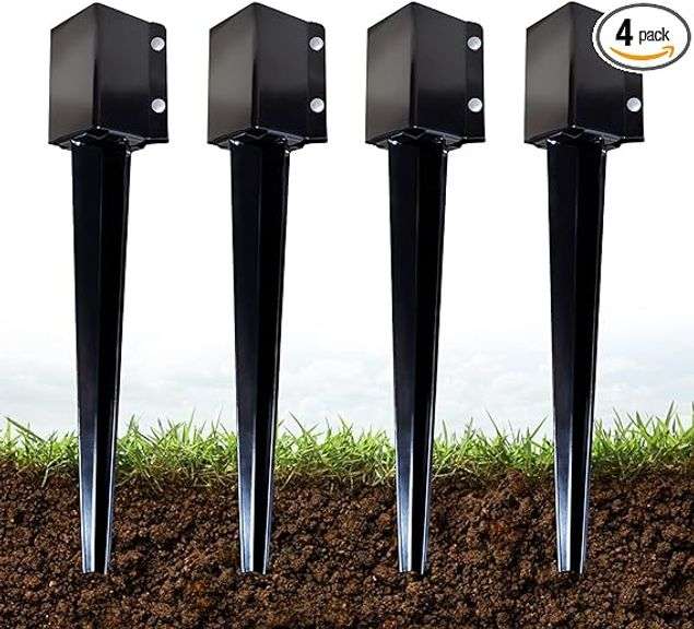 ARIFARO - Fence Post Anchor 24 inch Ground Spike Heavy Duty Metal Black ...