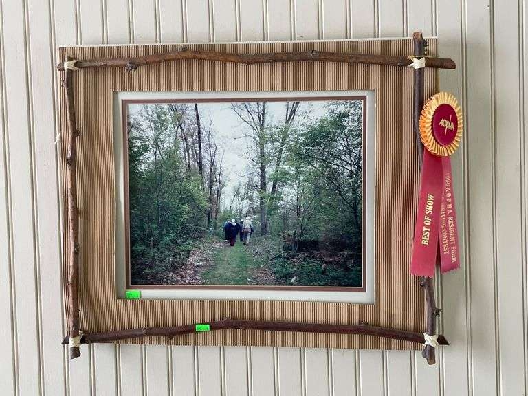 Photograph of Forest Path with Ribbon Accolade in 22”x18” Twig Frame ...