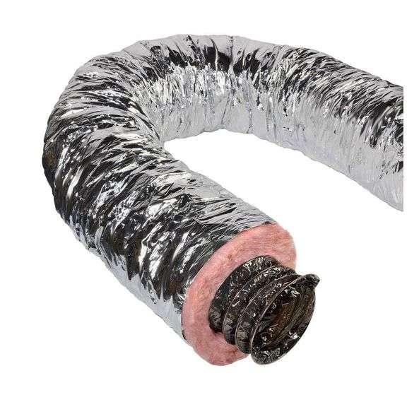MASTER FLOW - 10 in. x 25 ft. Insulated Flexible Duct R8 Silver Jacket ...