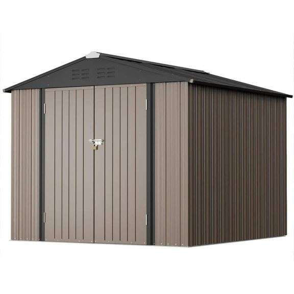 - 8 ft. W x 6 ft. D Outdoor Storage Metal Shed Lockable Metal Garden ...