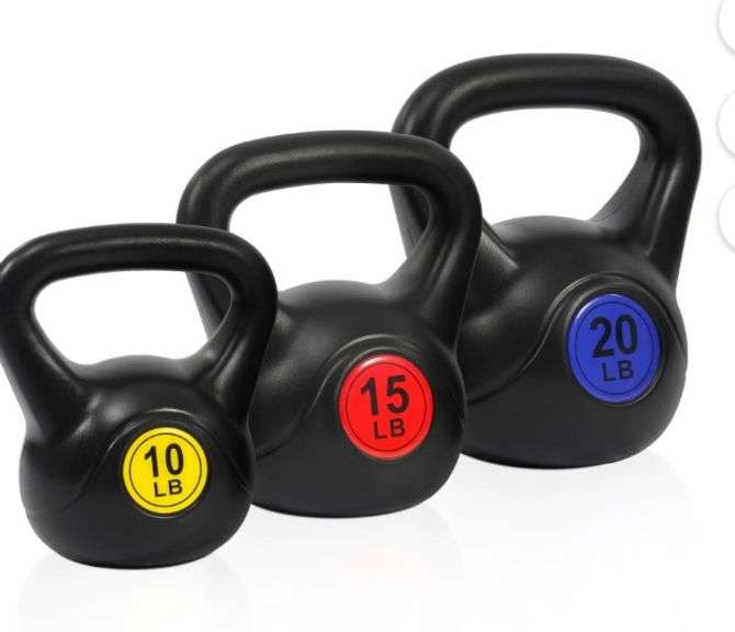 3-Piece Kettlebell Weight Set – 10 LB, 15 LB, 20 LB - Metzger Property ...