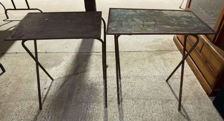 2 Folding Metal Tray Tables, 20.5”x15”x24” and 15”x23”x24.5” - Metzger ...
