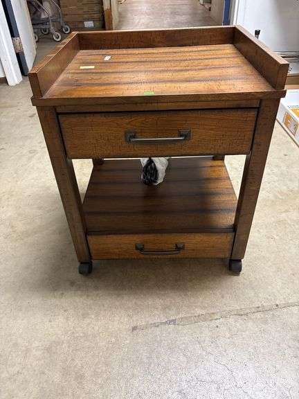 Rolling 2-Drawer Side Table with Power Outlet 23×22” - Metzger Property ...
