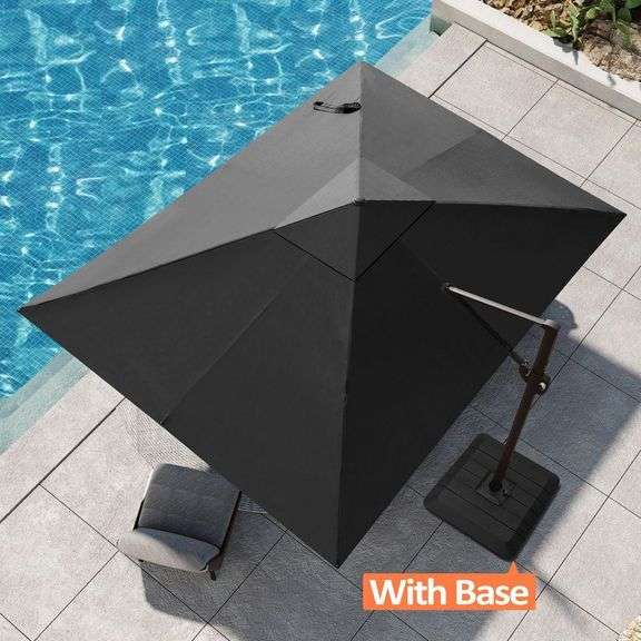 PELLEBANT - 12 ft.x 9 ft.Rectangular Aluminum Outdoor Patio Cantilever ...