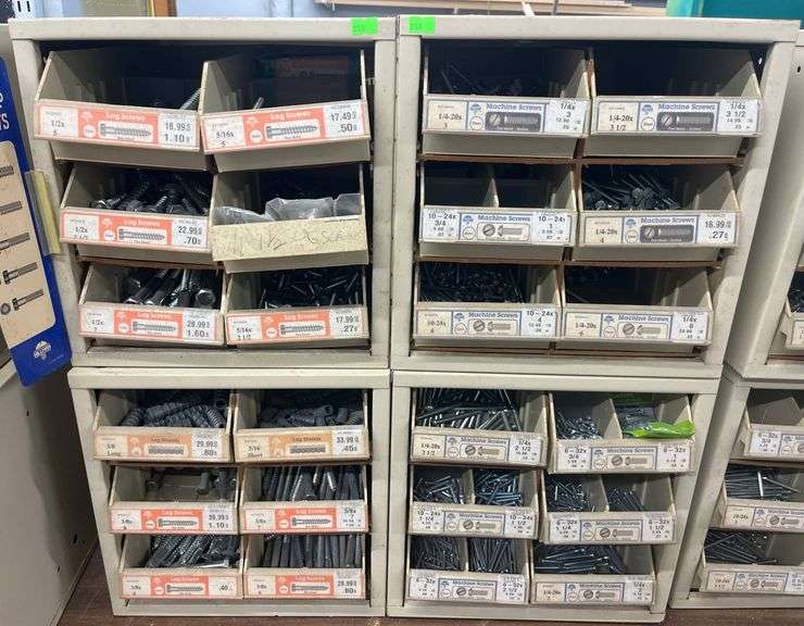 4 Metal Hardware Bins with Screws and Fasteners, 12 3/4x16x12 3/4 ...