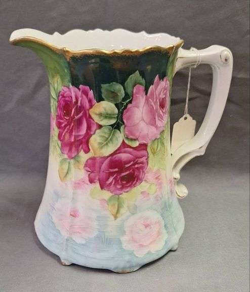 Bavaria Porcelain Pitcher with Hand-Painted Floral Design, 8in ...
