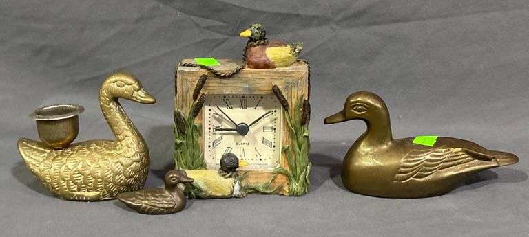 Brass Duck Figurines with Resin Duck-Themed Clock - Metzger Property ...