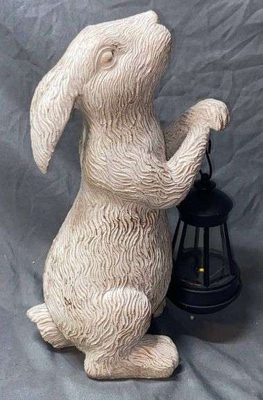 Reyiso Rabbit Solar Statue Holding Lantern, 7”Wx12”H - Metzger Property ...