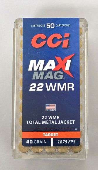 CCI .22 WMR Maxi-Mag 40 Gr. Target TMJ Ammunition - 50 Rounds - Metzger ...