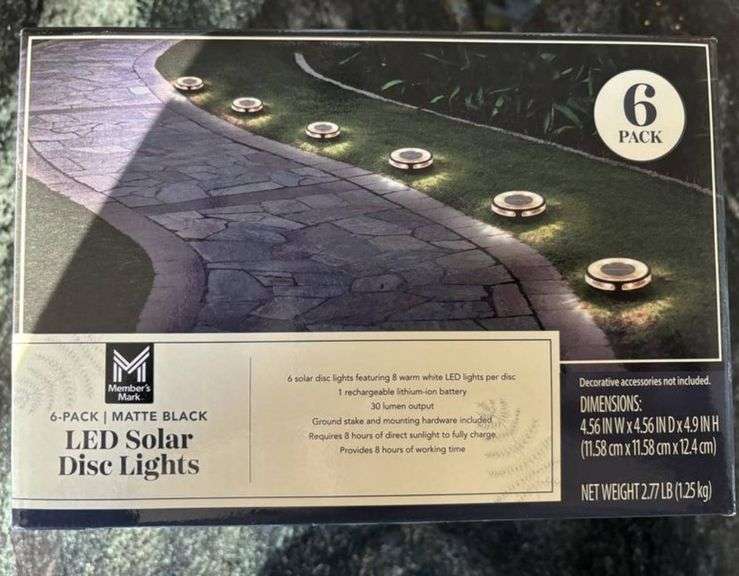 6-Pack Matte Black LED Solar Disc Lights Water Damage In Lenses ...